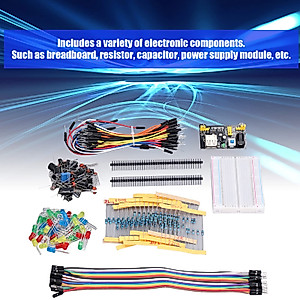 Electronic Component Kit Assortment Breadboard Capacitor Resistor PCB + Metal Basic Electronic Starter Kit One-Stop Learning Electronics and Programming Tools for