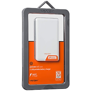 Ventev Powercell 6000 Portable Battery | Power Bank with Two USB Ports | 6000 mAh, Rapid Charge | Ultra Compact External Battery Pack for Smartphone, Tablet, Headset