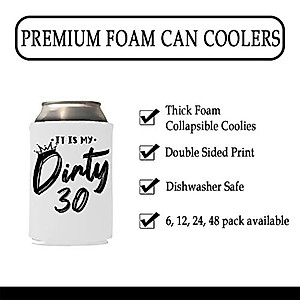 Veracco It Is My Dirty 30 Years Thirth Birthday Gift For Dirty Thirty Crew Party Favors Decorations Can Coolie Holder (Black/White, 6)