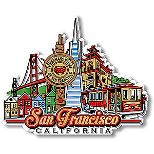 San Francisco City Magnet by Classic Magnets, Collectible Souvenirs Made in The USA, 4.1" x 3.3"