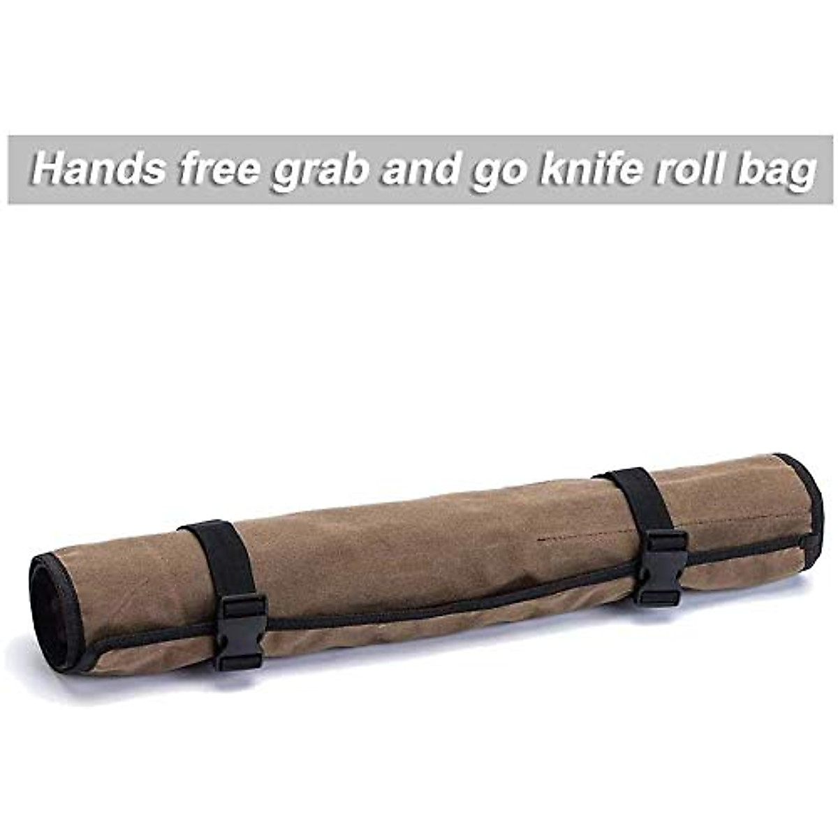 Chef’s Knife Roll, 5 Pockets Knife Bag,Waxed Canvas Roll Up Culinary Bag,Professional Cutlery Storage Case, Portable Knife Tool Roll Bag, Multi-Purpose Knife Cover For Cooking, Camping (Coffee)