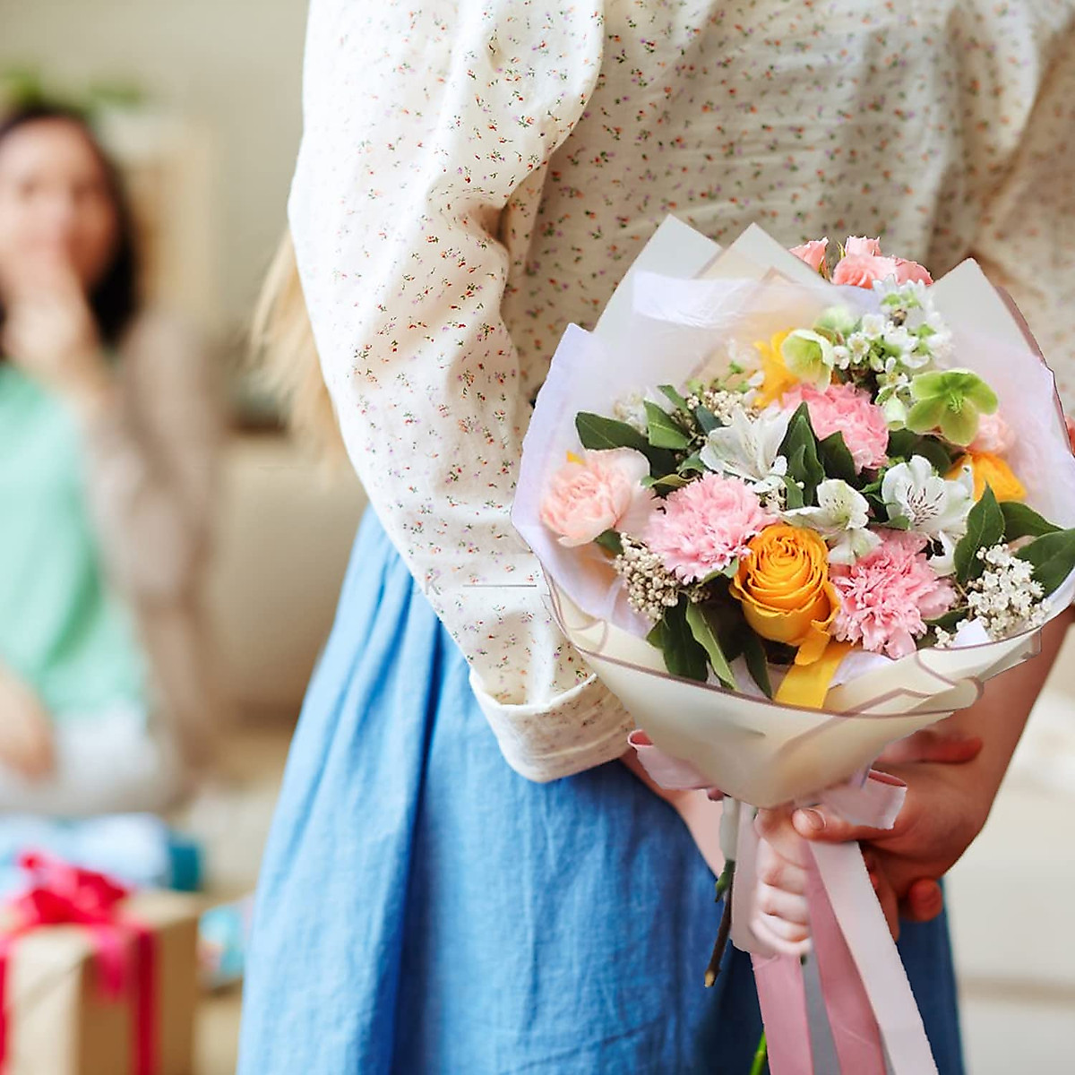 CCINEE 20 Sheets Gold Edge Flower Wrapping Paper,Waterproof Fresh Flower Packing Material Florist Bouquet Supplies DIY Craft Gift Packing,10 Colors