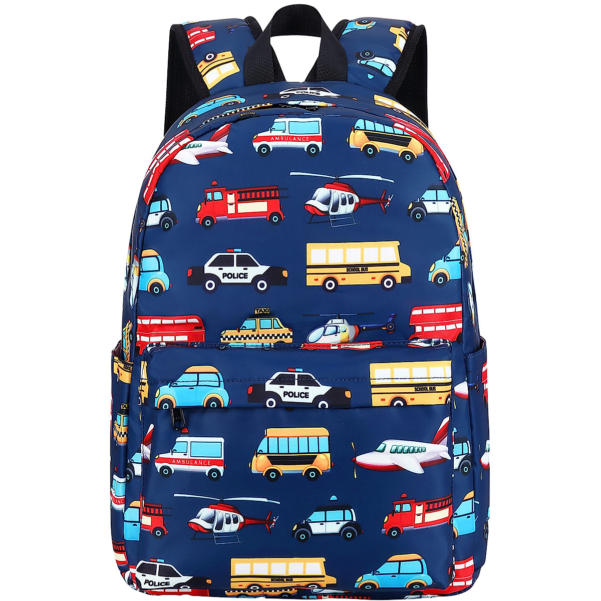 LEDAOU Toddler Kids Backpack for Boys Car Pattern Preschool Kindergarten School Backpack Bookbag School Bag with Chest Strap (Car Airplane)