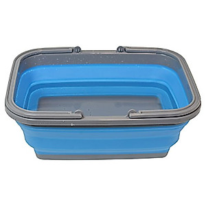 Southern Homewares Collapsible Silicone Market Shopping Basket Tote with Handles, Blue - SH-10187