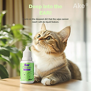 Ake® Dog Ear Cleaner Solution - Cat Ear Cleaner - Dog Ear Flush - Helps with Yeast, Wax, Dirt & Itchy Ear Canal - Dog Ear Wash - Otic Ear Solution for Dogs - Controlling Dog Ear Infections & Odor