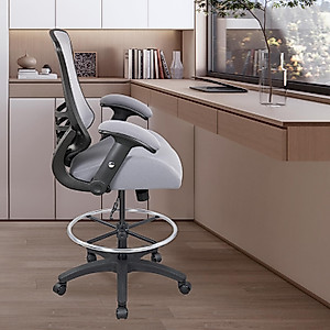 BOLISS Ergonomic Mesh Computer Office Drafting Chair with Super Soft Adjustable Arms Molded Foam Seat Cushion and Lumbar Support -Grey
