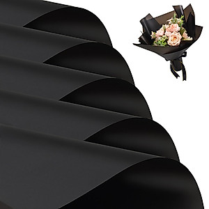 BEISHIDA 20 PCS Flower Wrapping Paper Black,Waterproof Floral Wrapping Paper,for Bouquets Packaging Floral Wrap Florist Supplies Valentine's Day Wrap Paper (22.8 x 22.8 inch)