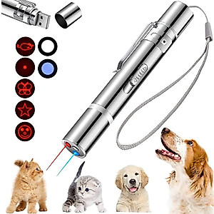HEYPOMAX Laser Pointer, Red LED Light Pointer Cat Toys for Indoor Cats Dogs, Long Range 3 Modes Lazer Projection Playpen,USB Recharge
