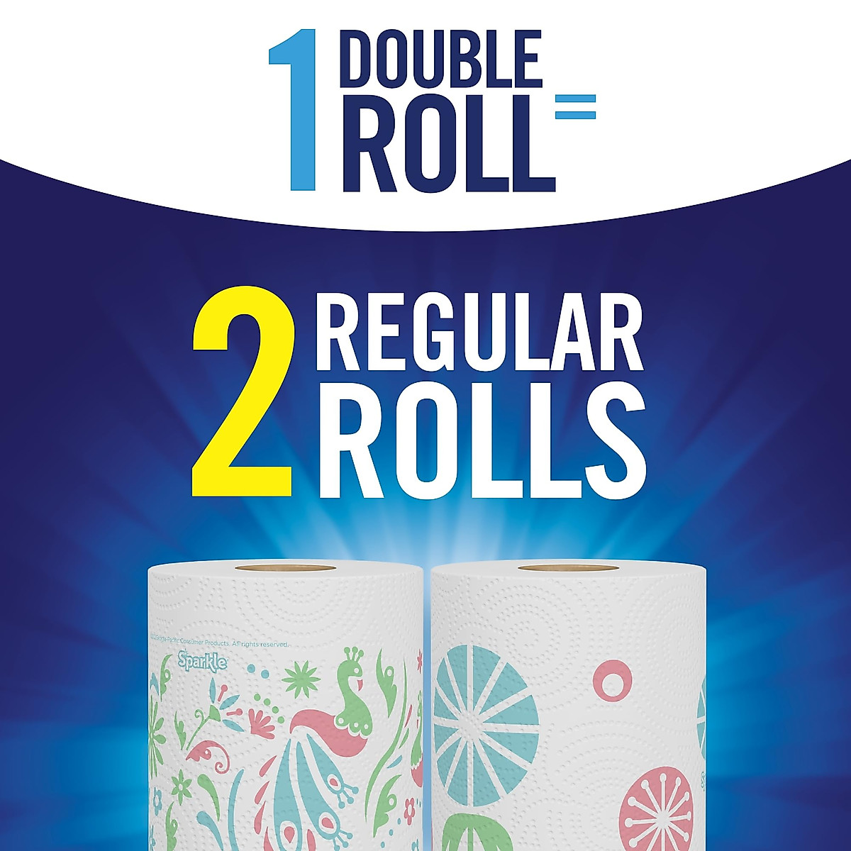 Sparkle® Pick-A-Size® Spirited Prints Paper Towels, 6 Double Rolls = 12 Regular Rolls