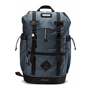 GOBI Getaway Men Woman Unisex Heavy Duty Hiking Travel Carry-On Laptop Backpack, Gunmetal Blue Color With Black Webbing
