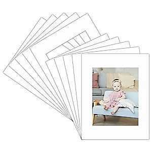 Golden State Art, Pack of 10 11x14 White Picture Mats with White Core Bevel Cut for 8x10 Pictures
