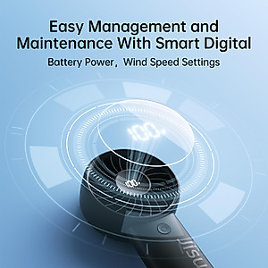 JISULIFE Handheld Fan Life4 with Powerful Motor,LED Display,5000mAh Battery,5 Wind Speeds,Lanyard; USB Rechargeable Hand held Fan; Summer Essentials Portable Fan for Travel,Beach,Makeup,Concerts-Black