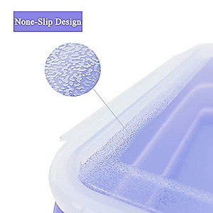 Lunbengo Purple Collapsible Sandwich Container, Silicone Lunch Container Bento Box with Plastic Lid, Microwave Safe, Camping Bowl For Meal Prep, Travel and Hiking, 40oz/1200ML