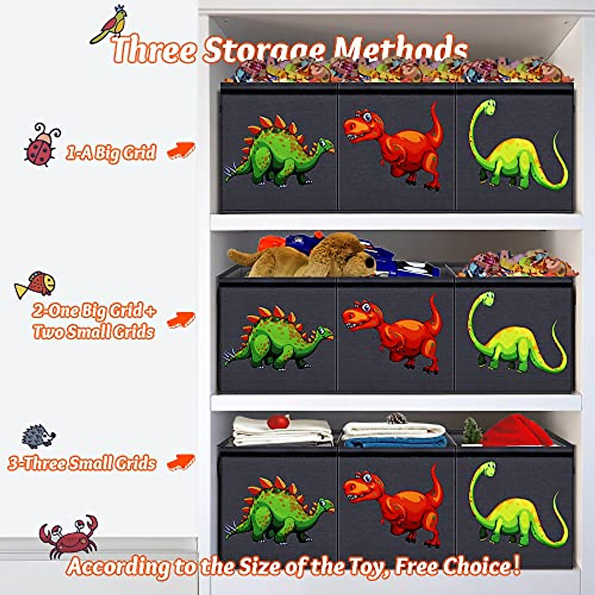 ANNKIE Extra Large Toy Box Chest for Boys, Collapsible Sturdy Storage Bins with Lids, Large Toy Box Chest Storage Organizer for Kids,Girls, Nursery Room, Playroom, Closet, 40.6"X16.5"X14.2"(Dinosaur)