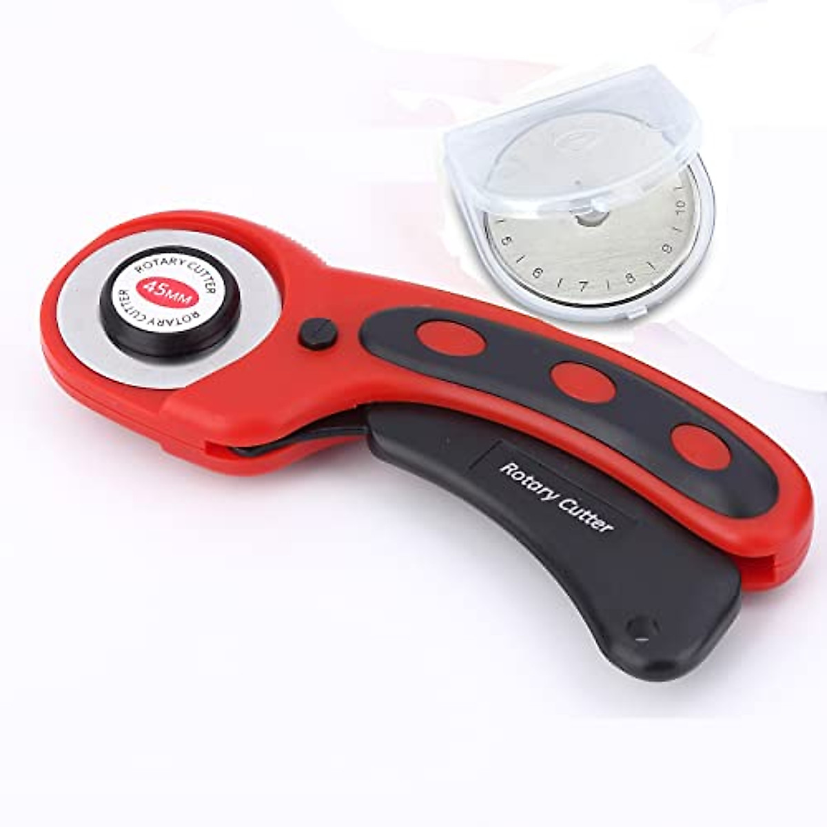 Rotary Cutter with 5pc Ø 45mm Cutting Blades Fabric Paper Cutter, Cloth Sewing Cutter Craft Supplies and Quilting Accessories, For Right- and Left-handed Users