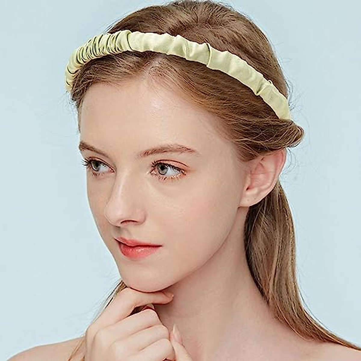 7pcs Fashion Headbands for Women, Wide Floral Headbands for Girls, Pearl Headband Non Slip Head Bands for Women's Hair Accessories (Green)