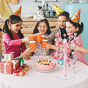 VREASK Acrylic Cake Pop Stand with Led Light, 60 Hole Lollipop Holder Display, Clear White Tower Tree Sucker Sticks Rack for Dessert Table, Birthday Party ,Wedding Parties,Candy Bar