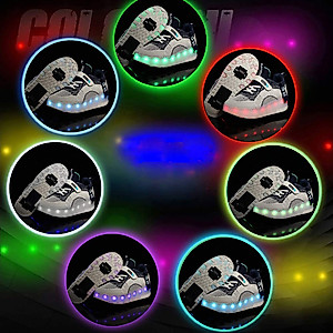 XinYiQu Kids Breathable Mesh Led Light Up Shoes USB Charging Double Wheels Roller Skate Shoes for Boys Girls 11 M US Little Kid,Blue