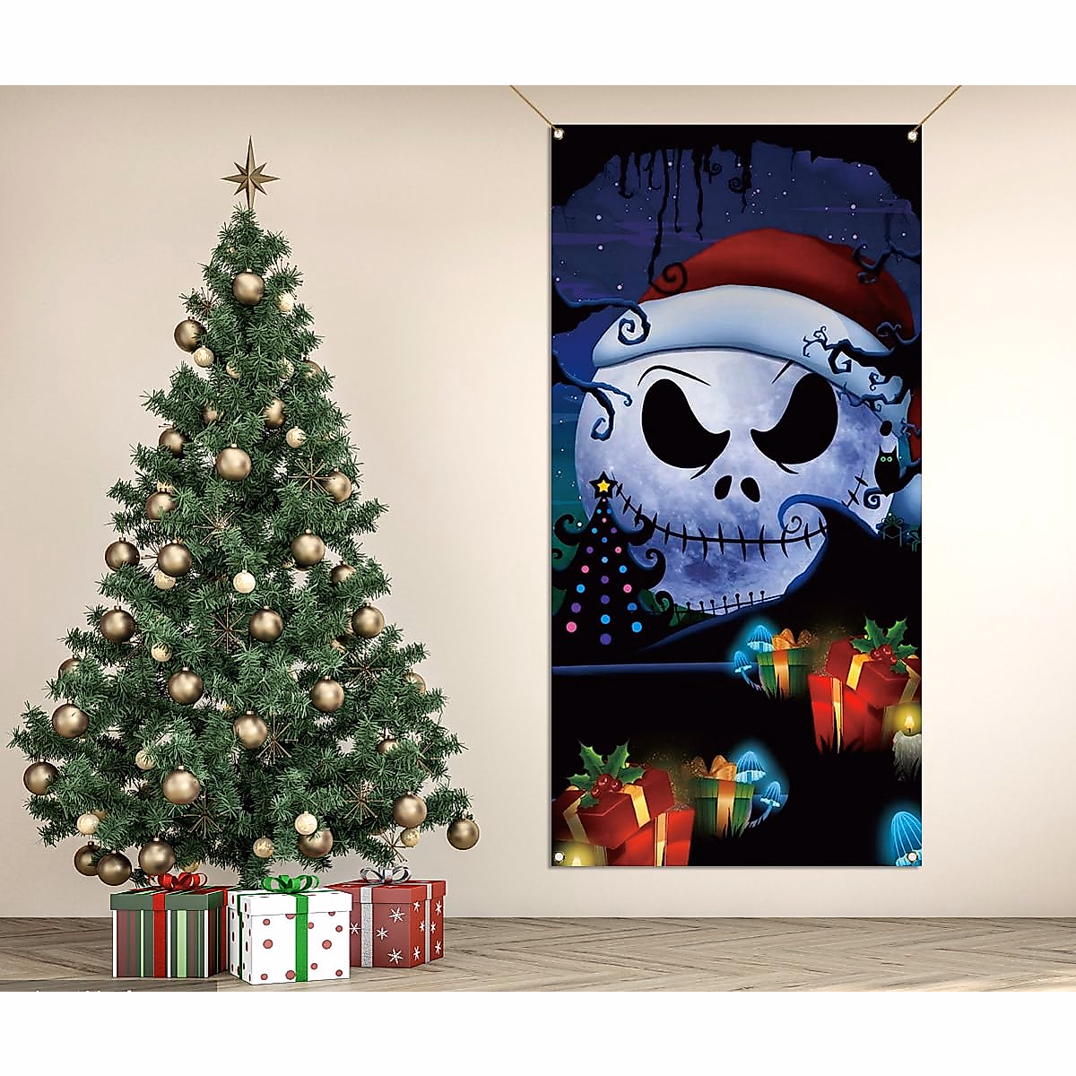 The Nightmare Before Christmas Door Cover Xmas Winter Holiday Party Front Door Banner Photography Home Porch Decoration
