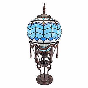 Design Toscano Le Flesselles Hot Air Balloon Illuminated Stained Glass Statue Table Lamp, full color 27 Inch