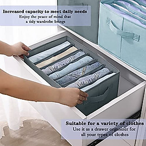 Wardrobe Clothes Organizer for Folded Clothes,Drawer Organizers for Clothing Foldable with Thickened Fabrics,Closet Storage With 9+9 Compartment Closet Organizer for Jeans Pants Bedroom Grey