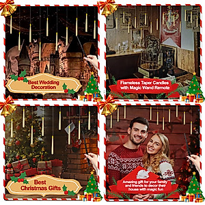 12 Home Decoration Floating Candles with Magic Wand Remote, Flameless Taper Ccandles Warm Light Flickering,Witch Wizard Hanging Candles Lights for Harry Potter Gift Birthday Party Home Room Decor