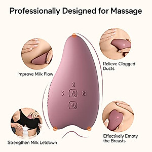 Momcozy Warming Lactation Massager 2-in-1, Soft Breast Massager for Breastfeeding, Heat + Vibration Adjustable for Clogged Ducts, Improve Milk Flow, Engorgement