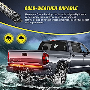 Nilight Truck Tailgate Light Strip 48" Aluminum Frame Triple Row 780 LED Strip with Red Running Brake Lights White Reverse Amber Sequential Turn Signals Strobe Lights，2 Years Warranty