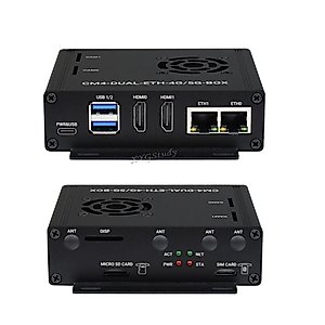 Dual Gigabit Ethernet 5G/4G Mini-Computer with Metal Case and Cooling Fan Based On Raspberry Pi Compute Module 4 (NOT Included) @XYGStudy (CM4-DUAL-ETH-4G/5G-BOX)