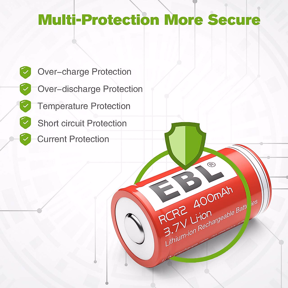 EBL CR2 Rechargeable Batteries, 3.7V Lithium RCR2 Photo Batteries 8 Pack with Rechargeable Battery Charger