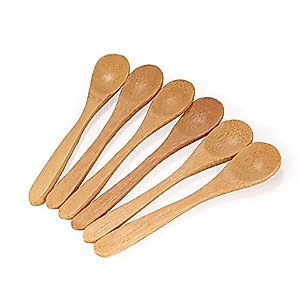 Bamboo tiny spoon/Mini Wooden Spoons for Salt and Spices, 10pcs Carbonized Brown 3.5"