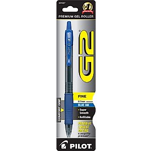 Pilot G2 Retractable Premium Gel Ink Roller Ball Pen, Fine Point, Single Pen, Blue Ink (31027)