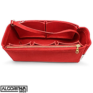 AlgorithmBags designed for Louis Vuitton LV Graceful, Purse Organizer Insert with zippers, 3mm Felt Shaper Liner Divider Protector (Red, PM)