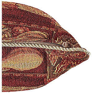 Violet Linen Incorporated Fall Harvest Collection-Tapestry Pumpkins and Autumn Leaves Design Throw-Pillows, 18" X 18"