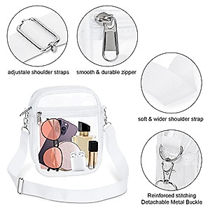 KETIEE Clear Bag Stadium Approved, Clear Crossbody Bag with Adjustable Strap Clear Purse for Women Clear Stadium Bag for Concerts Sports Festivals(White)