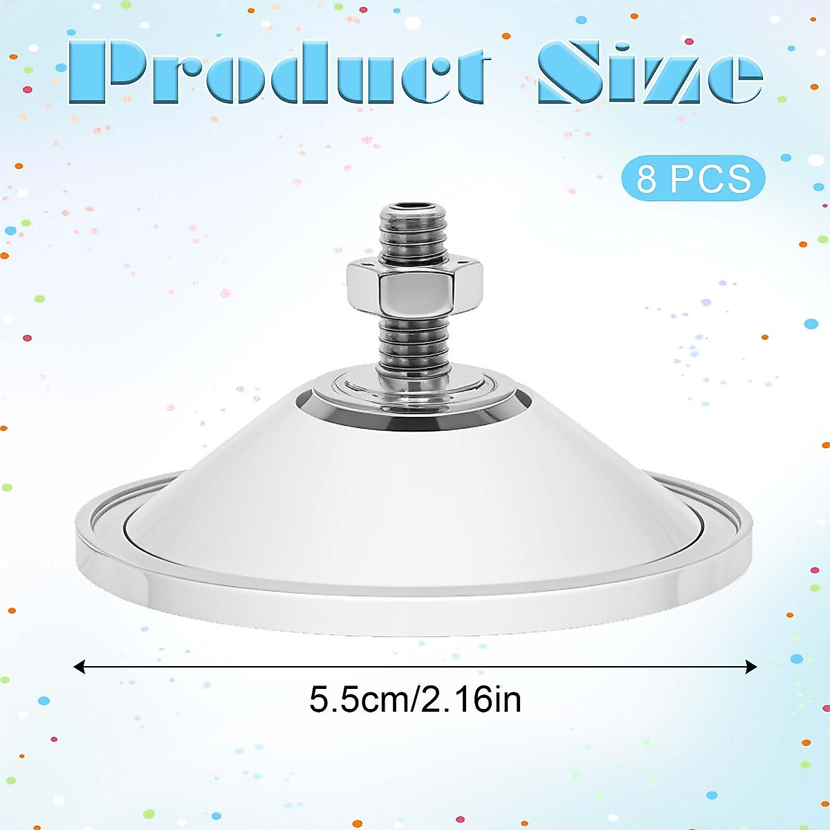 8Pcs Heavy Duty Suction Cups Strong Thickened Window Suction Cups Clear Pvc Sucker Pads 2.16" Large Suction Cups with M6 x 14 Thread Screw Glass Suction Cup for Bathroom Walls Windows Car Windshields