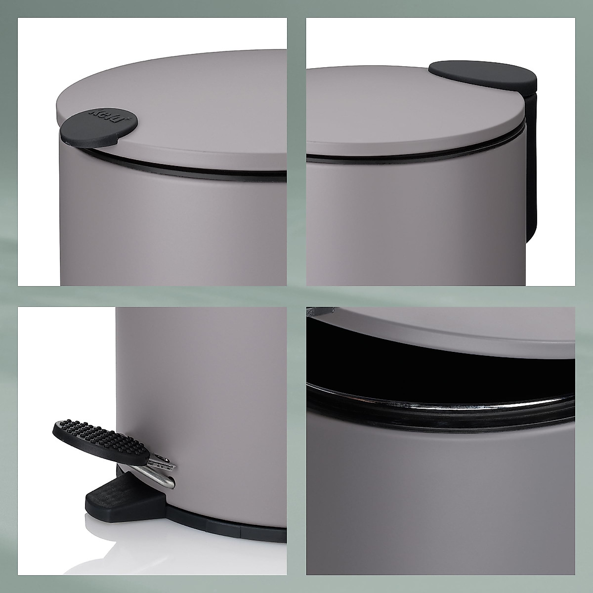 kela 23619 Cosmetic Bin with Inner Bucket 3 L Silent Closing Metal Mats Beige