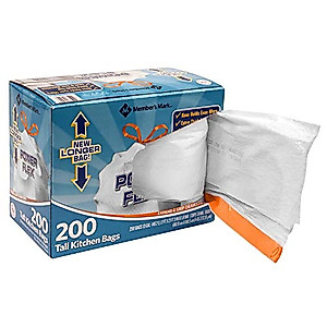Member's Mark Power Flex Tall Kitchen Simple Fit Drawstring Bags (13 gal., 200 ct.) - Trash Bags