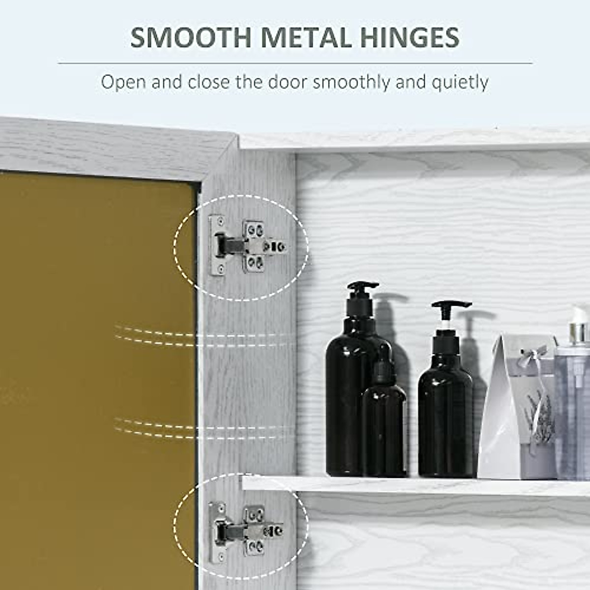 kleankin 31.5" W x 27.5" H Wall-Mounted Medicine Cabinet, Bathroom Storage Unit with Single Mirrored Door and 3-Tier Shelves, White