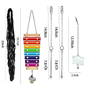 KIEYYRYT 6 Packs Chicken Toys for Coop Accessries, Chicken Swing Toys for Chicken Hens, Chicken Xylophone Toys and Mirror, Vegetable Hanging Feeder, Veggies Skewer