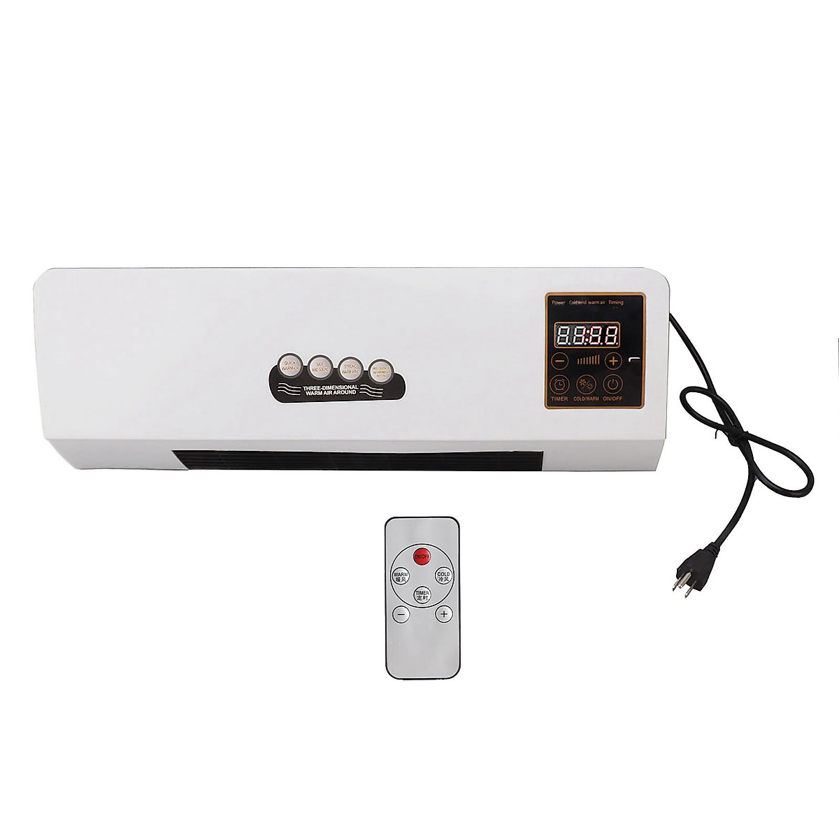 Wall Mounted Heate Mobile Small Wall Heater Natural Wind and Warm Air Blower Heating Machine Wide Angles Mobile Small Easy-Mount Heater Air Heater Use US Plug 110V 40-50℃