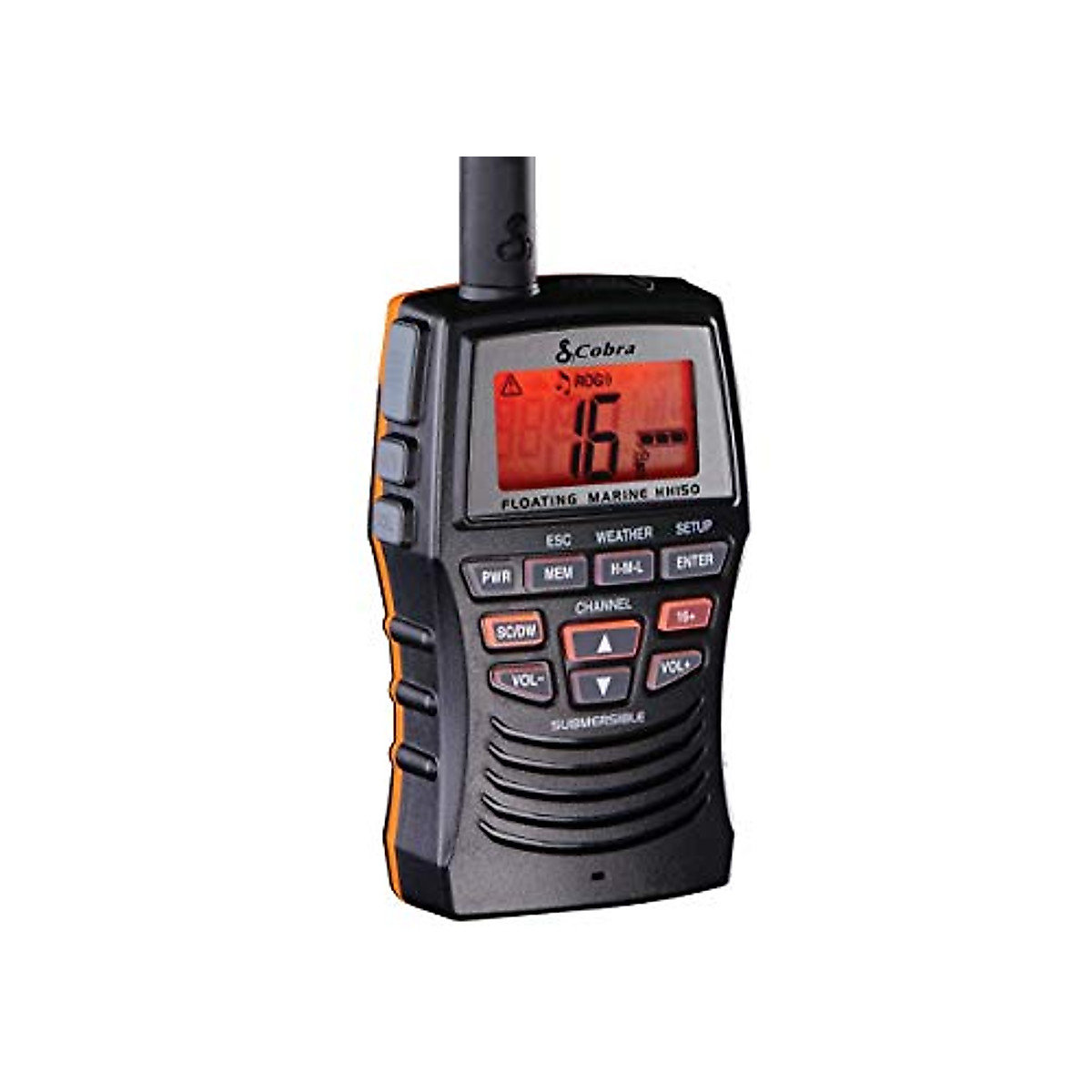 Cobra Marine Radio - MR HH150 FLT - 3 Watt, Floating, Long Range, Handheld, VHF Radio, NOAA, International, Waterproof, Submersible, Weather Alerts, LCD Screen, Belt Clip