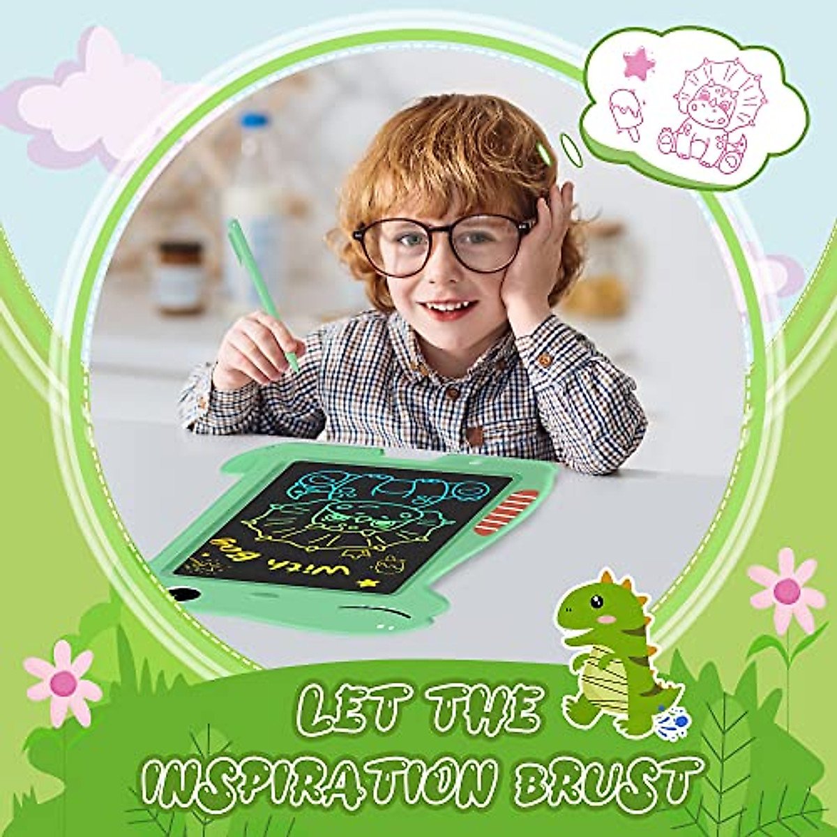 LEYAOYAO LCD Writing Tablet 10Inch Toddler Toys, Doodle Board with Bag Drawing Pad Gifts for Kids, Dinosaur Boy Toy Drawing Board Birthday, Drawing Tablet for Boys Girls 3-6 Years Old