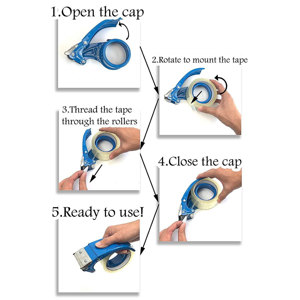 PROSUN Metal Handheld 2 Inch Tape Gun Dispenser Packing Packaging Sealing Cutter Yellow
