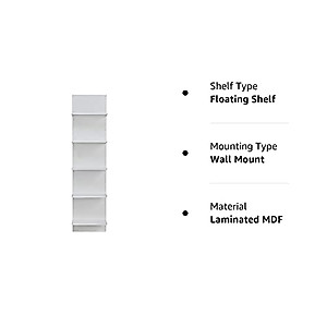 Danya B. Decorative Wall Mount Vertical Shelving Unit – Modern Column Shelves (White)