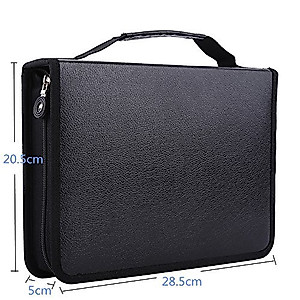 150 Slots Colored Pencil Case,Deluxe PU Leather Fabric Large Capacity Gel Pens Watercolor Pencils Holder Organizers Bag with Zipper,Handle (black)