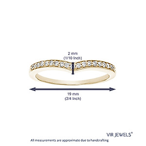 VIR JEWELS 0.18 cttw Diamond Wedding Band for Women, V Shape Round Diamond Wedding Band in 14K Yellow Gold with Milgrain, Size 7.5