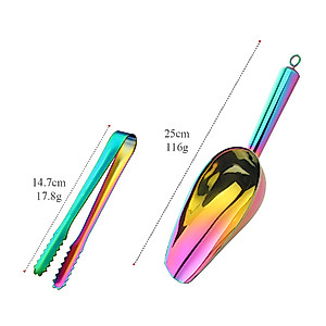 Meisha Stainless Steel Ice Bucket with Scoop and Tong- Insulated Rainbow Ice Bucket for Home Bar, Chilling Beer Champagne and Wine