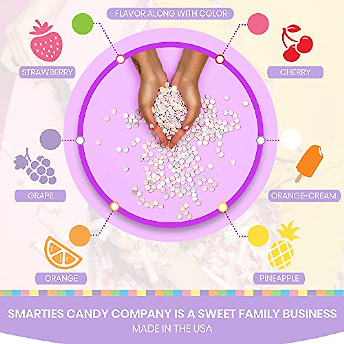 Smarties Candy Necklace Individually Wrapped Gluten Free & Vegan Fruit Flavored Bulk Candy on Stretch String Perfect Party Favors Birthdays & Celebrations 100% Worry Free Hard Candy Box - 24 Count