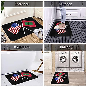American and Maldives Flag Non-Slip Mat 20x31in Suitable for Home Kitchens and Offices